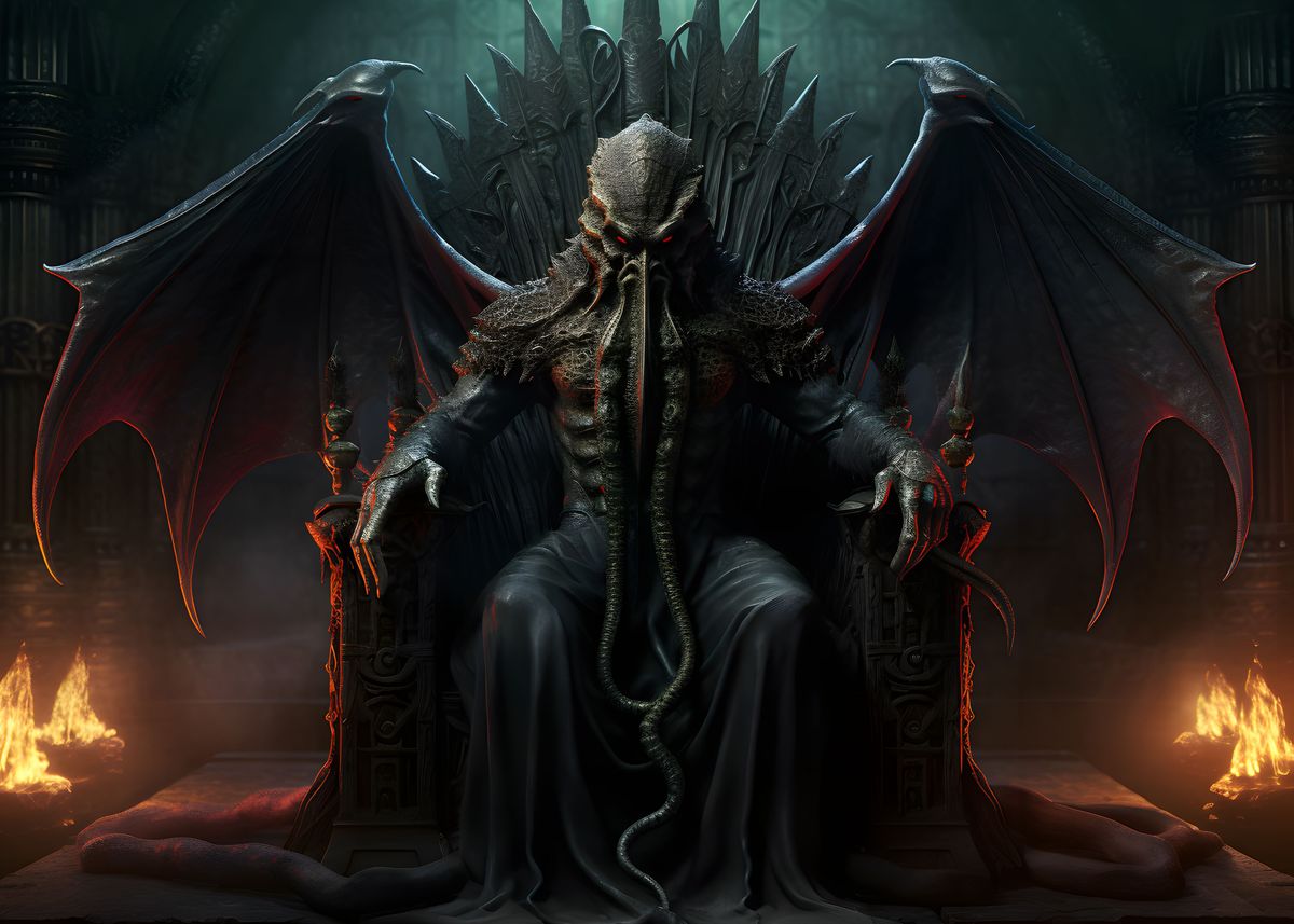 'Cthulhu On His Throne Deco' Poster, picture, metal print, paint by ...