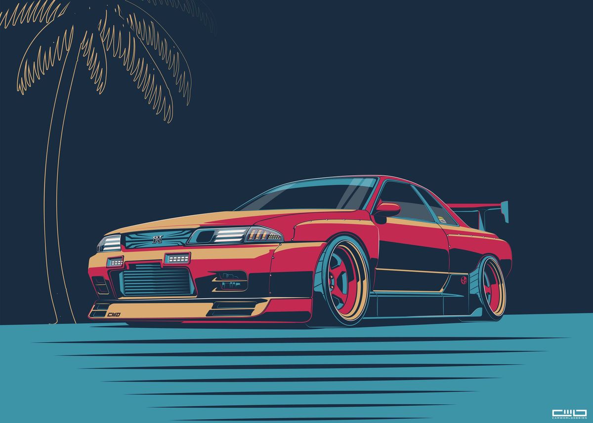 'GTR R32 illustration art' Poster, picture, metal print, paint by ...