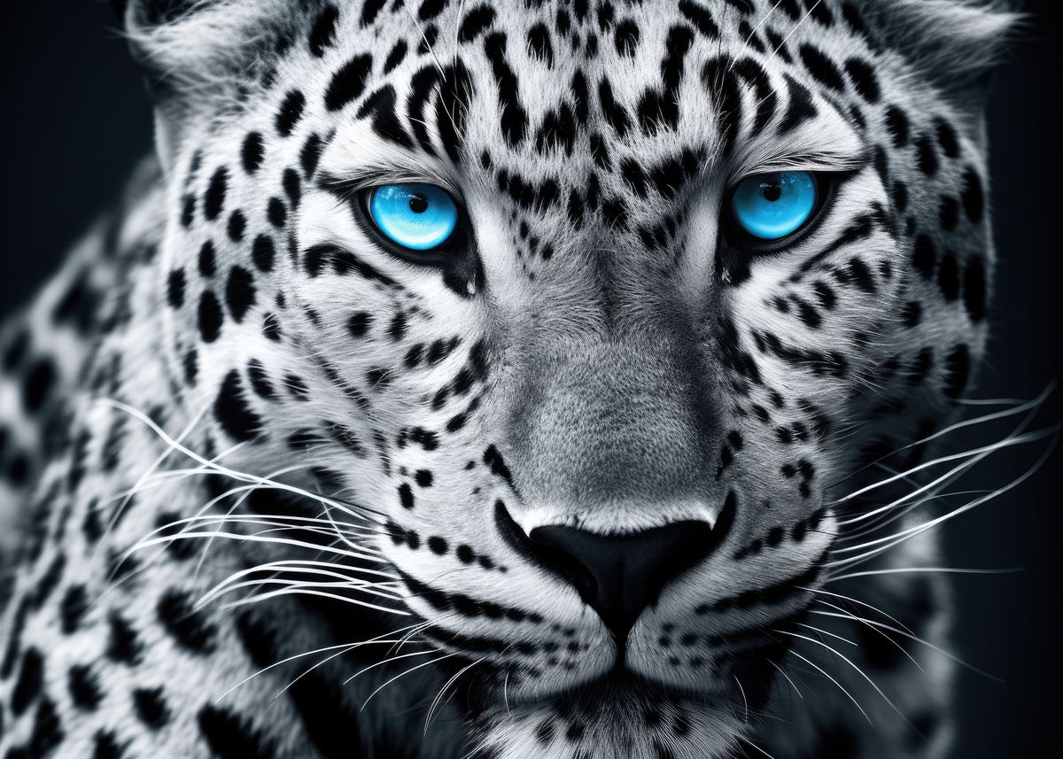'Snow Leopard Blue Eyes' Poster, picture, metal print, paint by ...