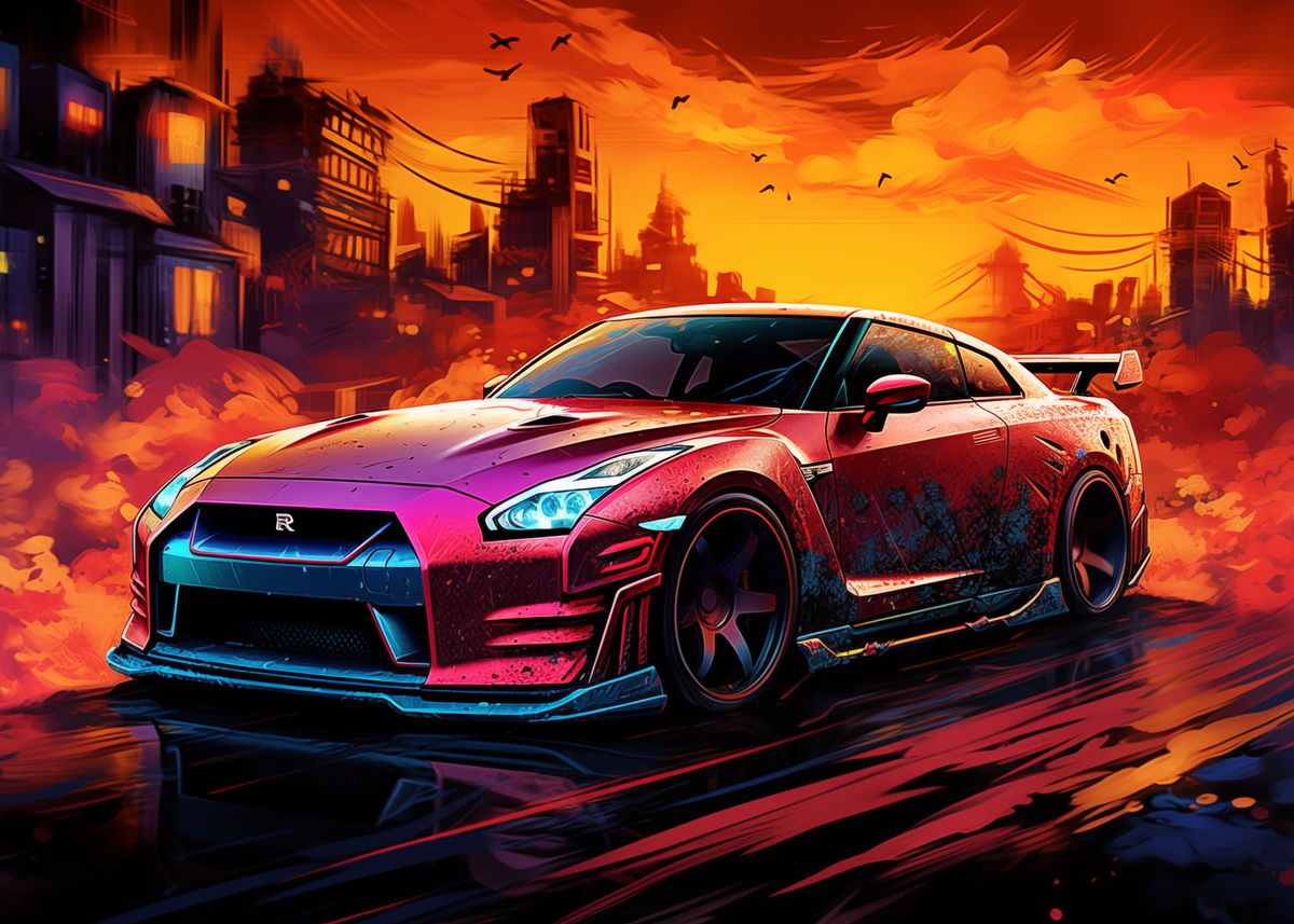 'R35 GTR City Dash' Poster, picture, metal print, paint by Operator ...