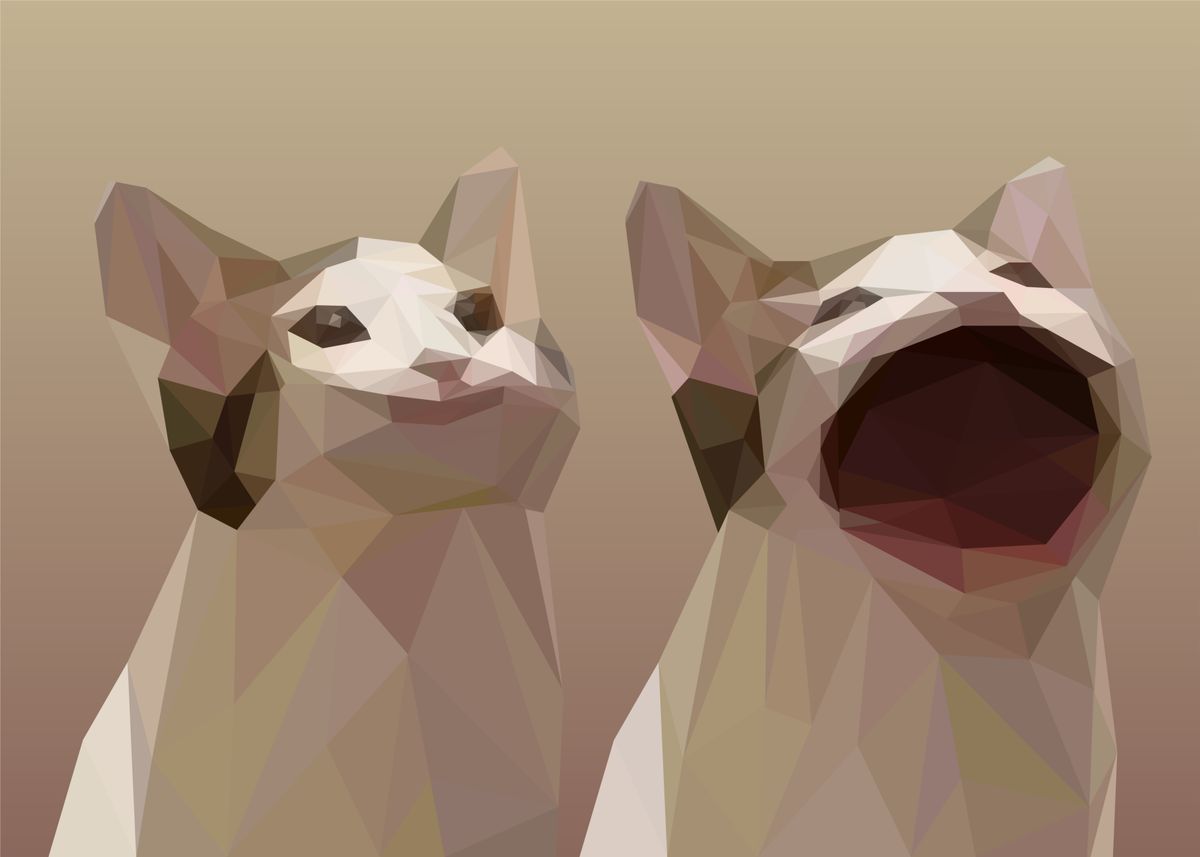 'pop cat meme' Poster, picture, metal print, paint by Lowpoly Posters ...