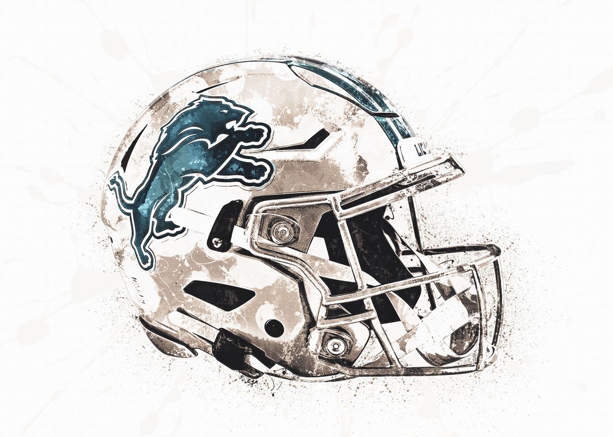 'Detroit Lions Helmet' Poster, picture, metal print, paint by ...