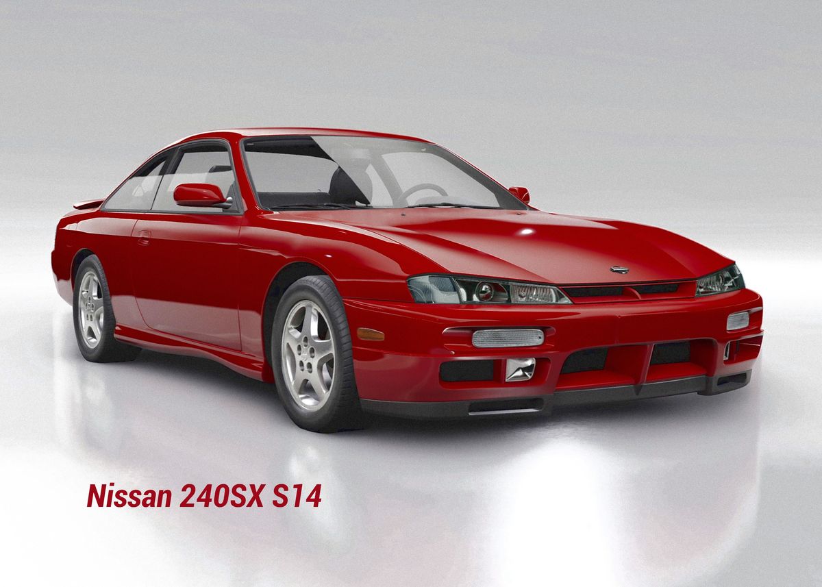 'Nissan 240SX S14' Poster, picture, metal print, paint by One Line ...
