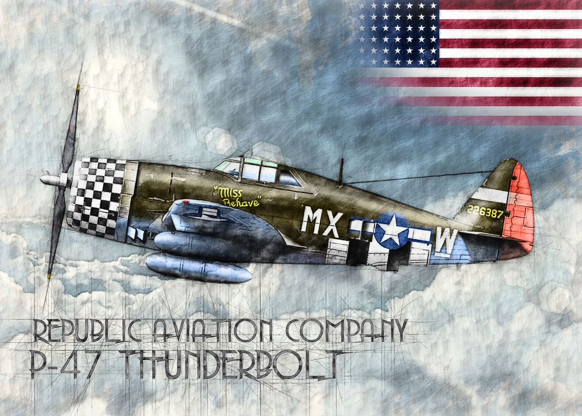 'P47 Thunderbolt' Poster, picture, metal print, paint by Pixxelworks ...