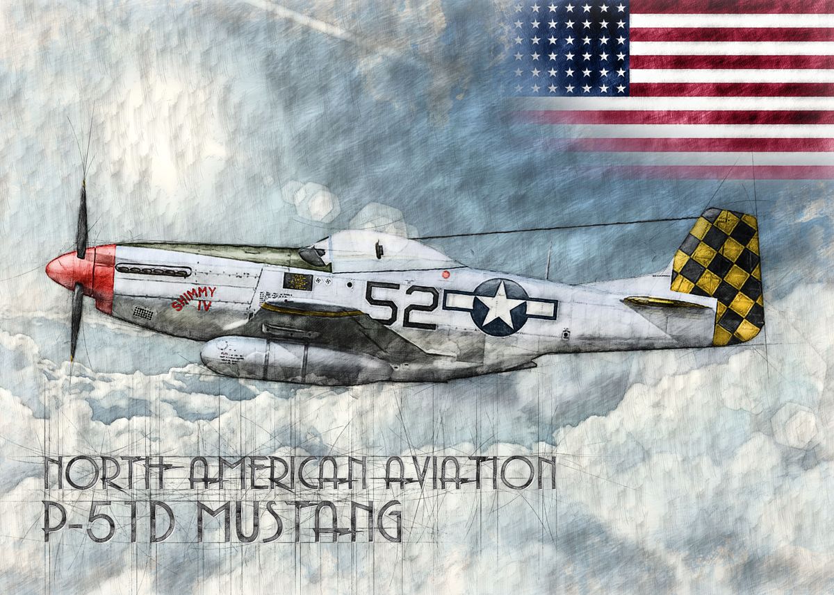 'P51D Mustang' Poster, picture, metal print, paint by Pixxelworks ...
