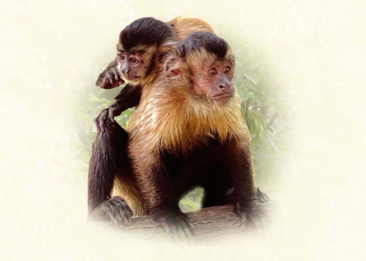 'Tuffted capuchins' Poster, picture, metal print, paint by Gyula ...