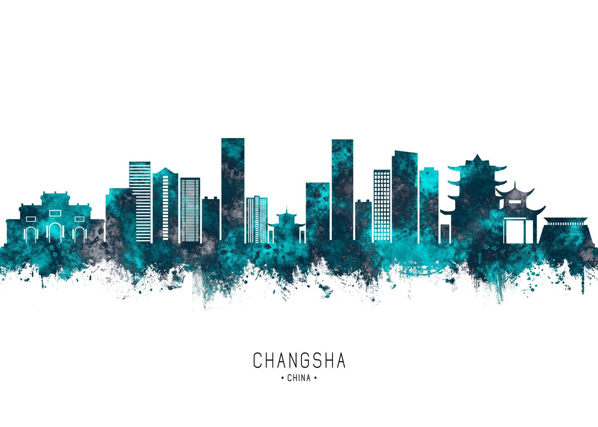 'Changsha Skyline' Poster, picture, metal print, paint by Towseef Dar ...