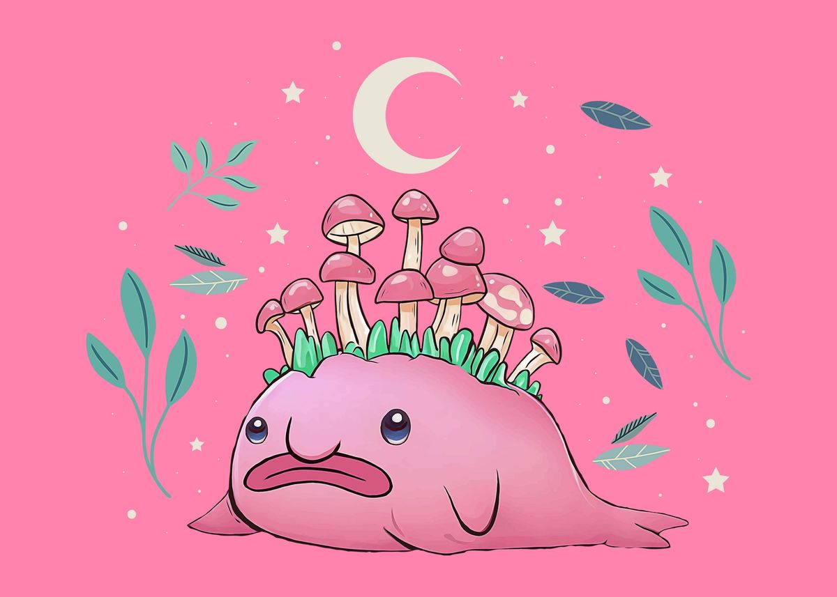 'Cottagecore Blobfish' Poster, picture, metal print, paint by ...