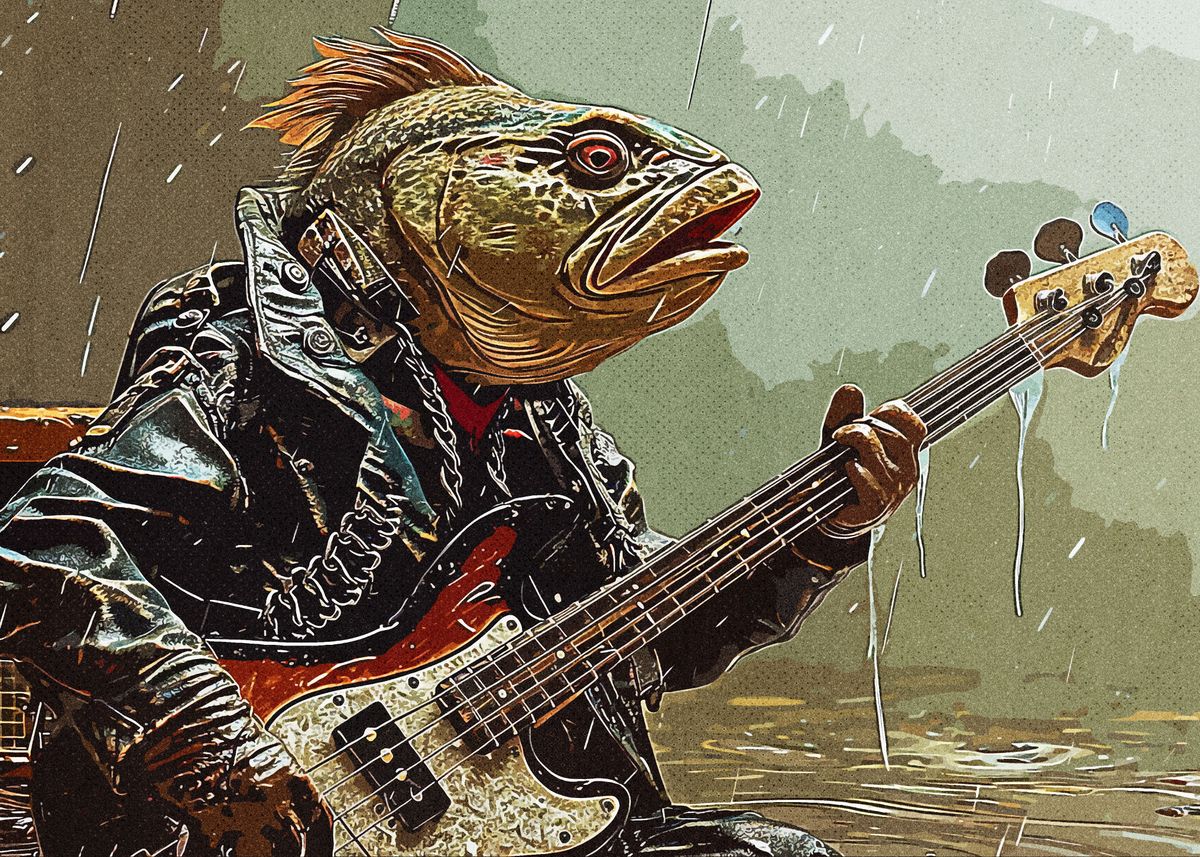 'Fish Rock Guitarist' Poster, picture, metal print, paint by Magnum ...