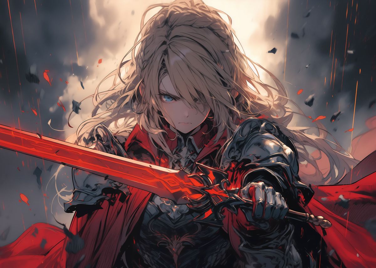 'angry anime girl warrior' Poster, picture, metal print, paint by SAIDI ...