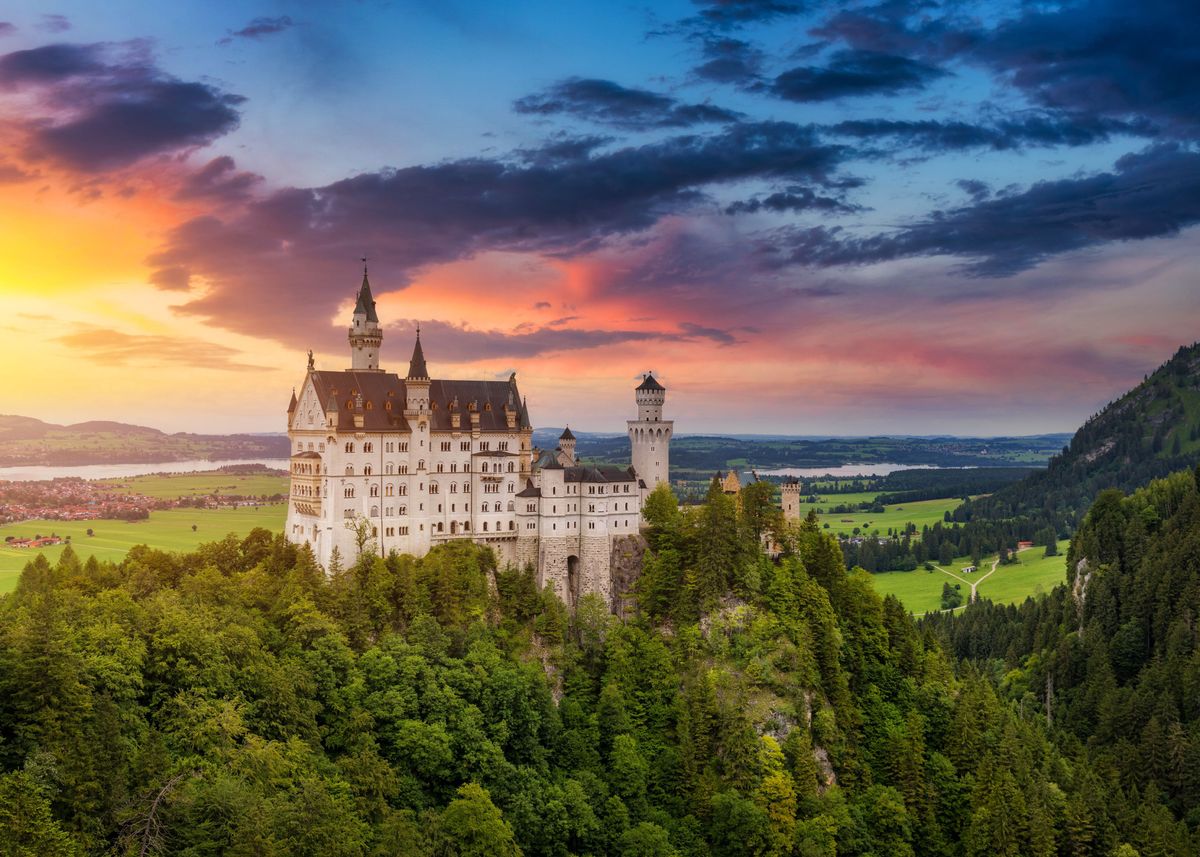 'Neuschwanstein Castle' Poster, picture, metal print, paint by Max Ronn ...