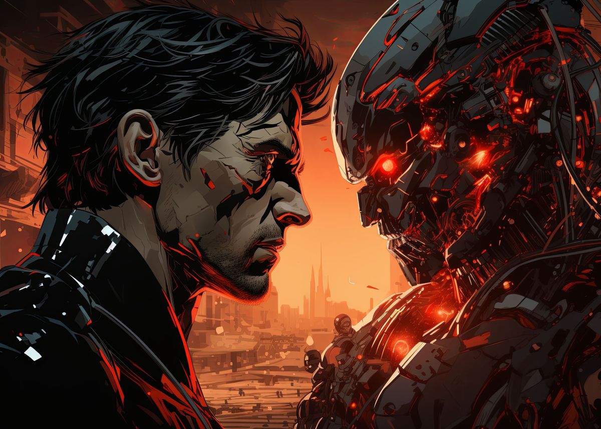 'Future Man vs Machine' Poster, picture, metal print, paint by MiTo ...