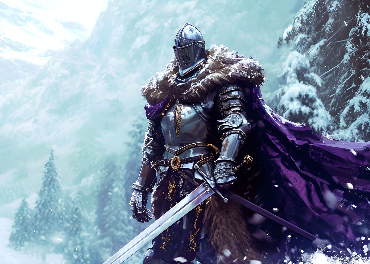 'Purple Snow Knight Paladin' Poster, picture, metal print, paint by Dark Knight | Displate