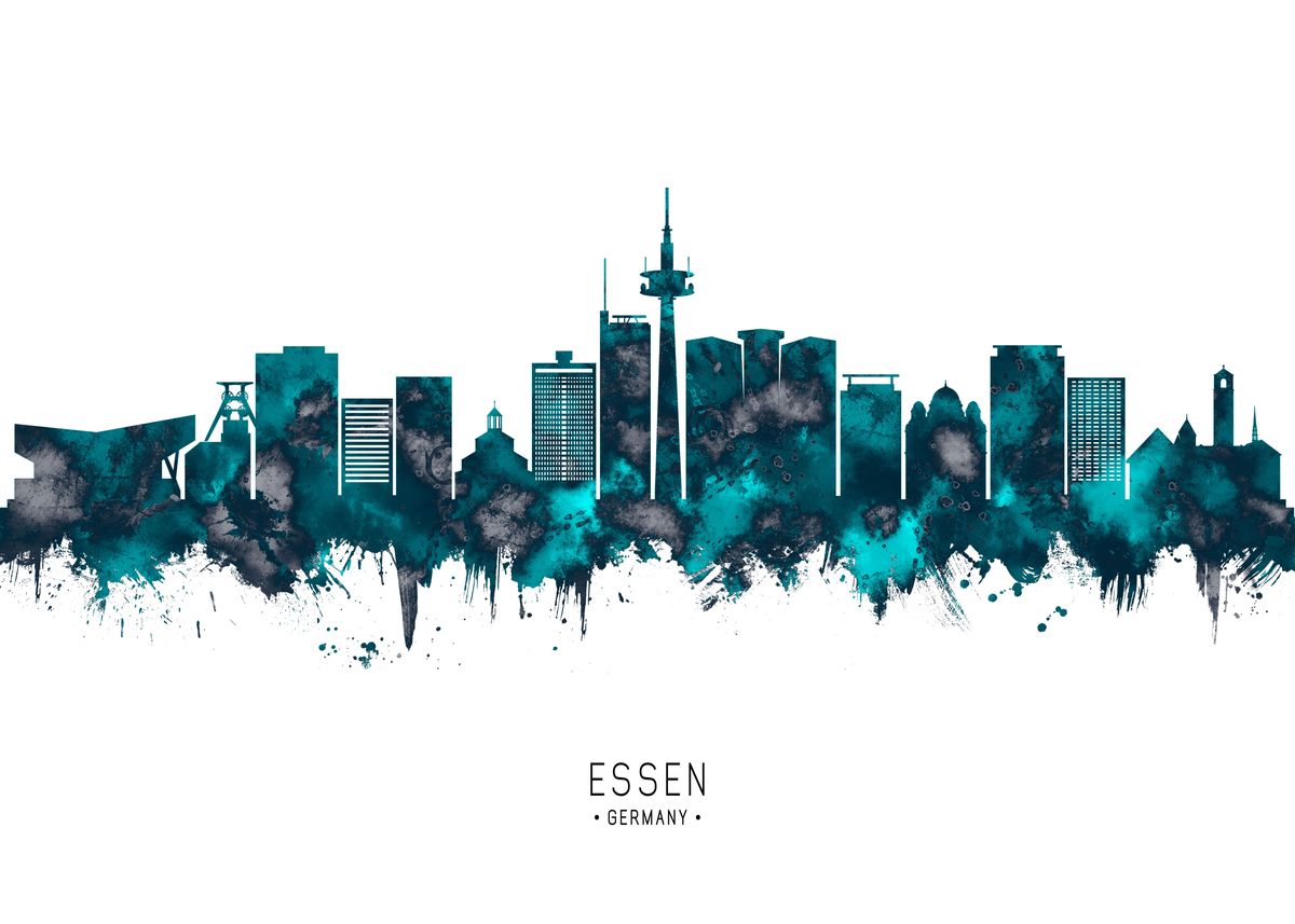 'Essen Skyline' Poster, picture, metal print, paint by Towseef Dar ...