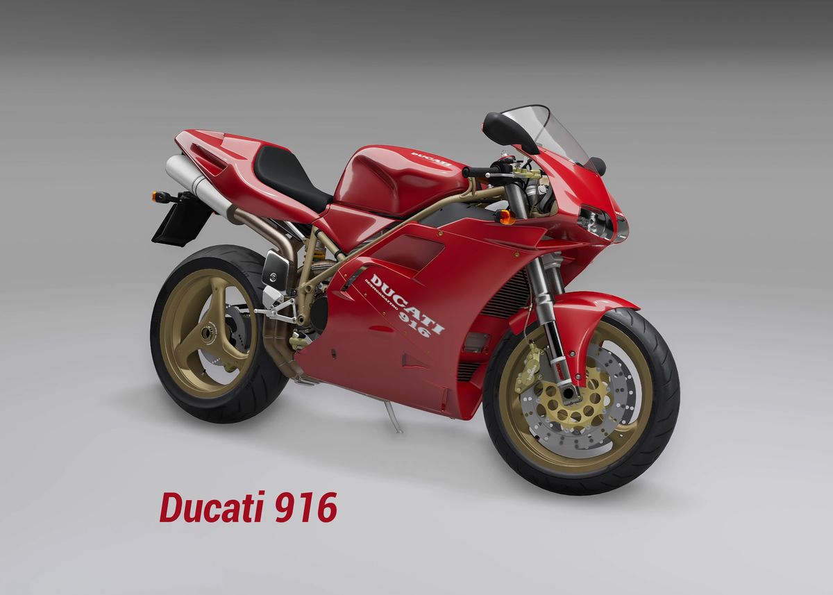 'Ducati 916' Poster, picture, metal print, paint by One Line Artist ...