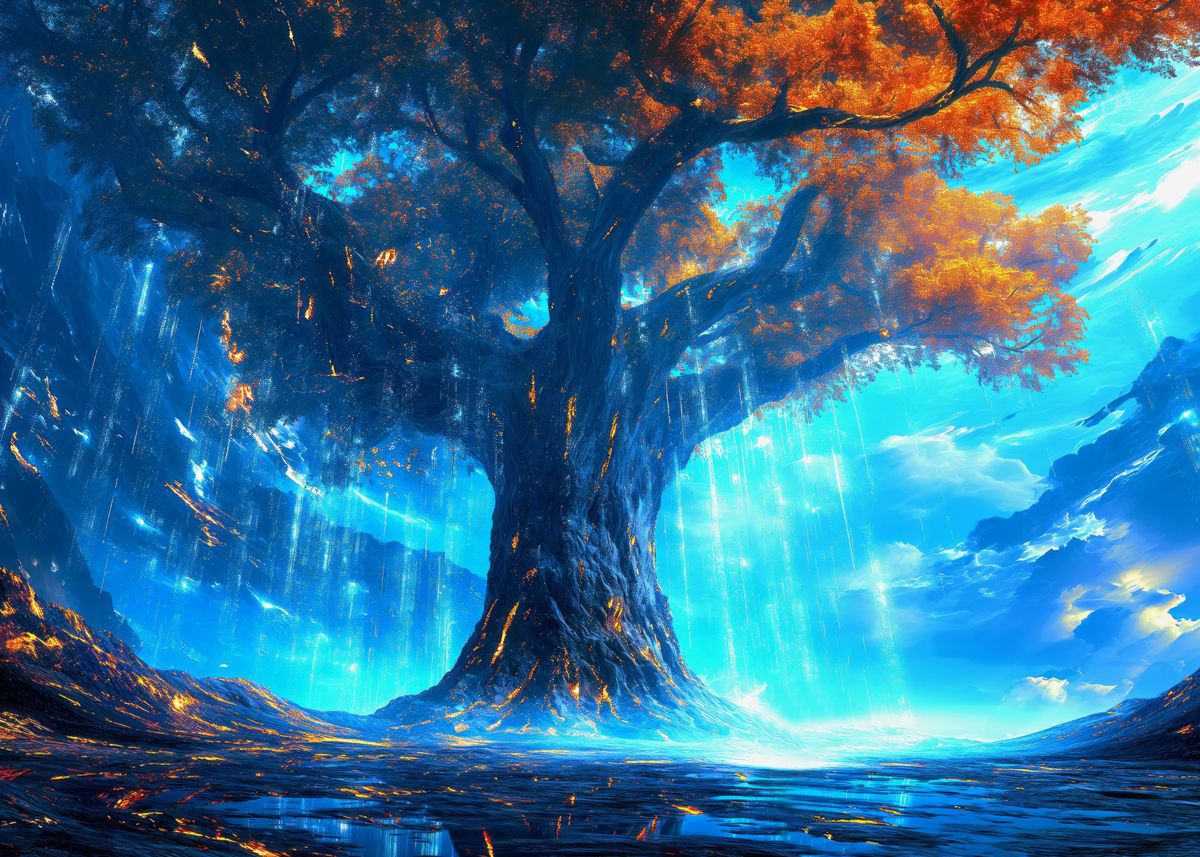 'Tree Light Life Fall Zen' Poster, picture, metal print, paint by White ...