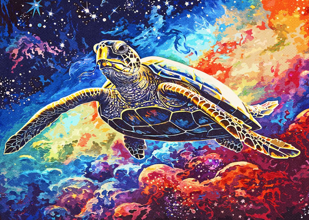 'Abstract Turtle' Poster, picture, metal print, paint by Coffee Design ...