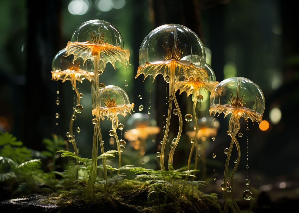 ' Luminous Shrooms' Poster, picture, metal print, paint by Nathan De ...