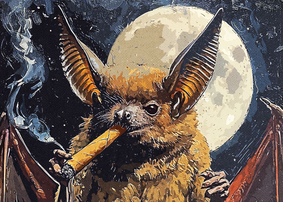 'Smoking Bat' Poster, picture, metal print, paint by Magnum Attack ...