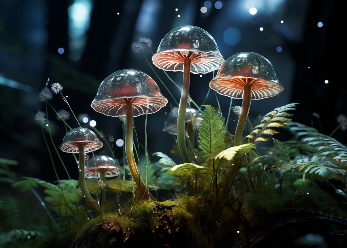 'Luminaries Shrooms' Poster, picture, metal print, paint by Nathan De ...