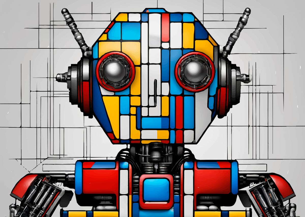 'PIET MONDRIAN ROBOT' Poster, picture, metal print, paint by Osvaldo ...