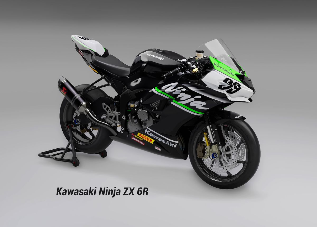 'Kawasaki Ninja ZX 6R' Poster, picture, metal print, paint by One Line ...