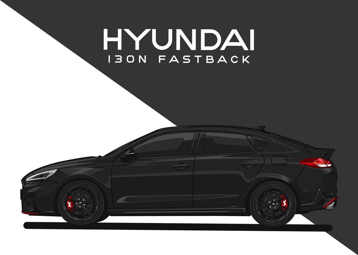 'hyundai i30n fastback blck' Poster, picture, metal print, paint by ...