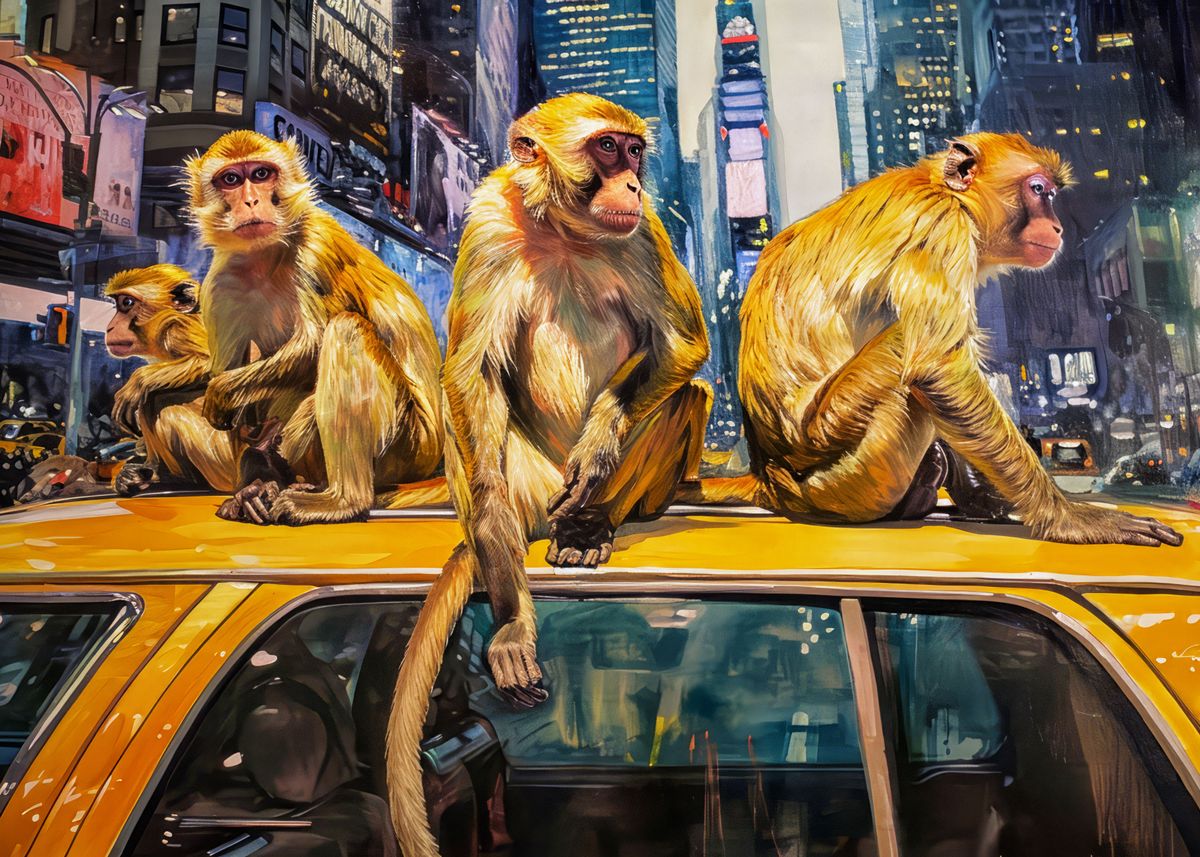 'Monkeys of Manhattan' Poster, picture, metal print, paint by Craig ...