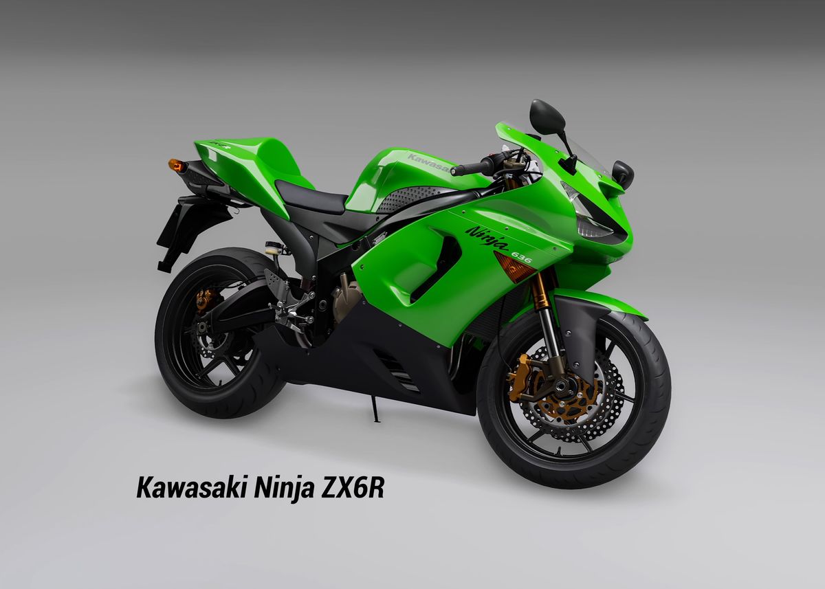 'Kawasaki Ninja ZX6R' Poster, picture, metal print, paint by One Line ...
