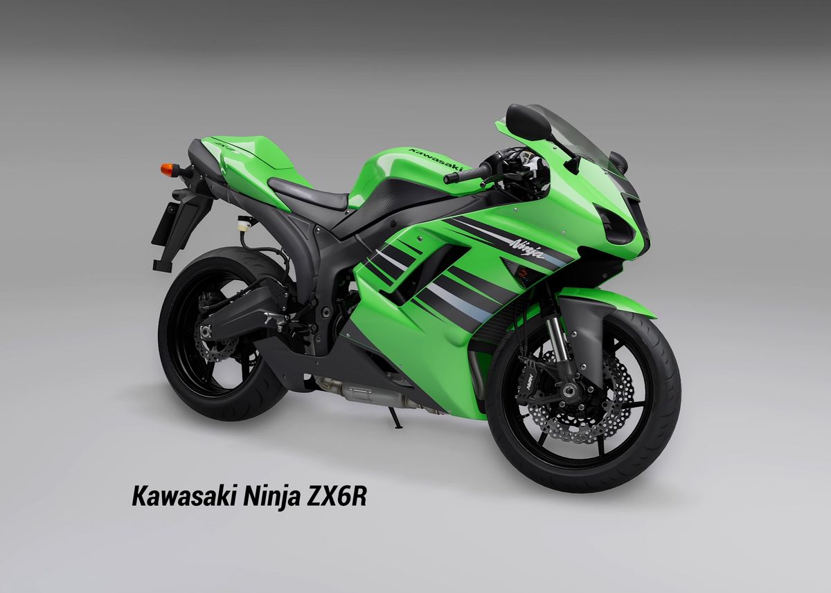 'Kawasaki Ninja ZX6R' Poster, picture, metal print, paint by One Line ...