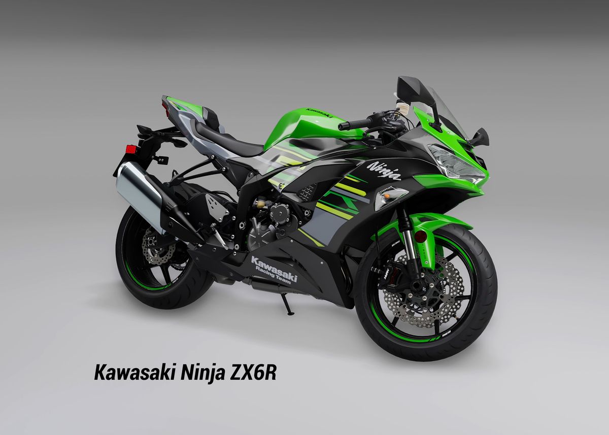 'Kawasaki Ninja ZX6R 2019' Poster, picture, metal print, paint by One ...