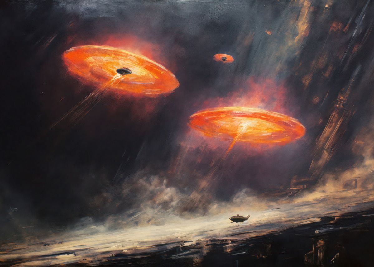 'Alien Onslaught' Poster, picture, metal print, paint by Monika Bürger ...