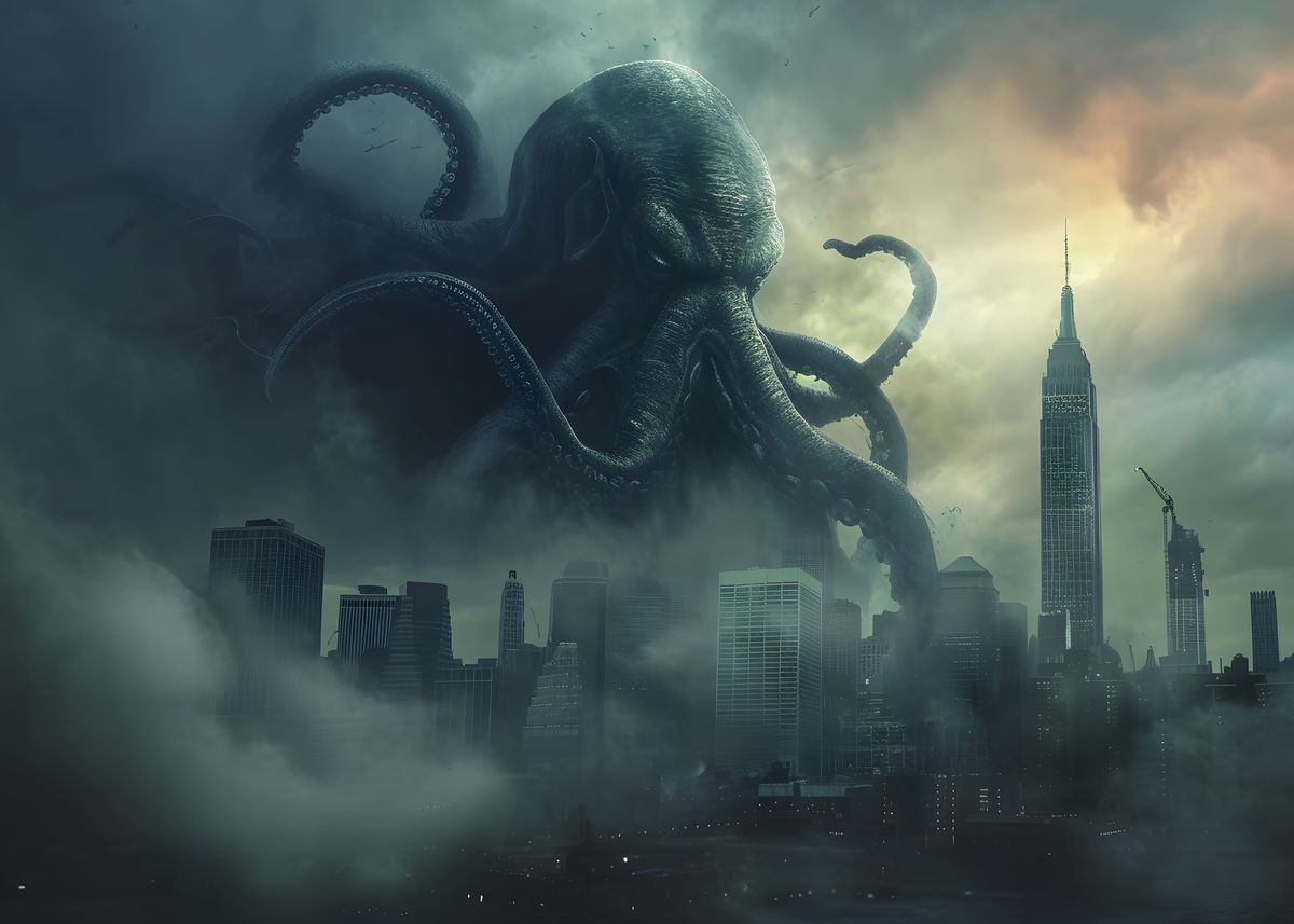 'Cthulhu Invading New York' Poster, picture, metal print, paint by ...