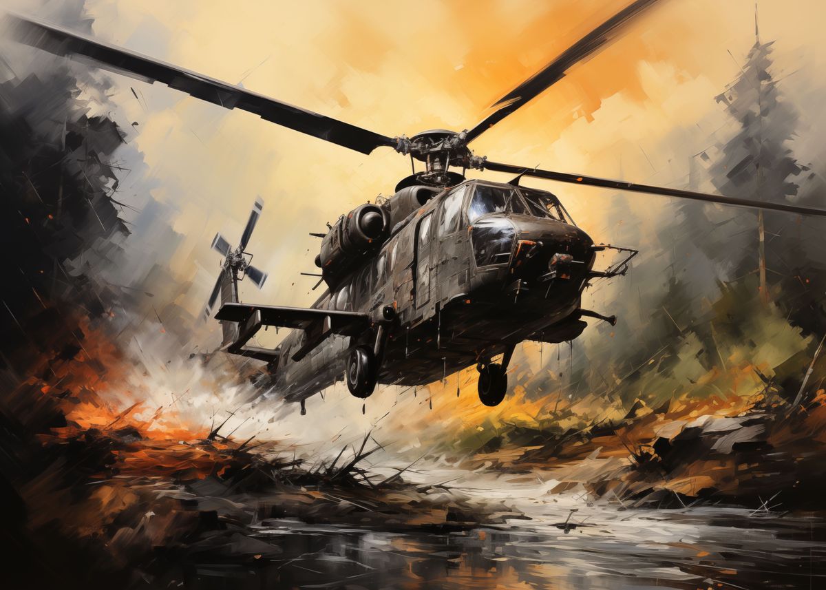 'Military Helicopter ' Poster, picture, metal print, paint by JR ...