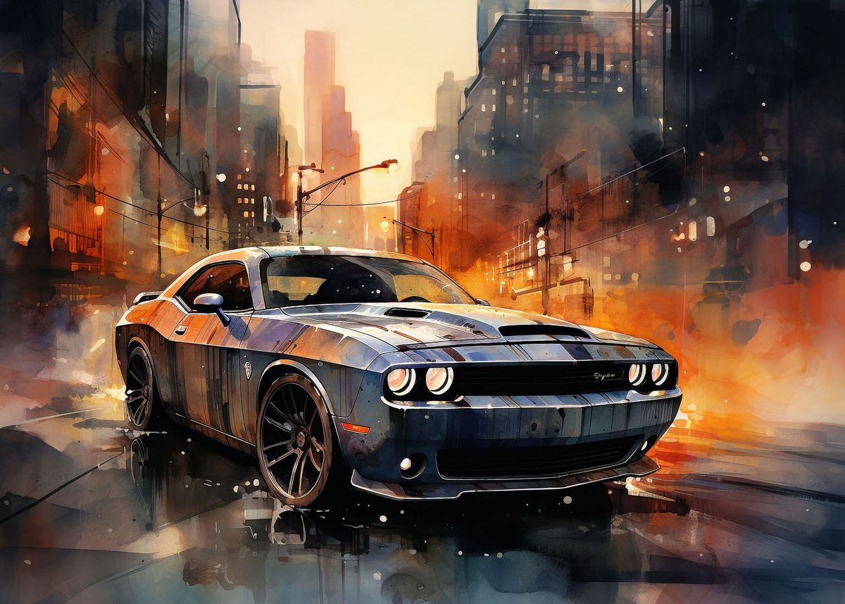 'Dodge Demon race' Poster, picture, metal print, paint by Victoria ...