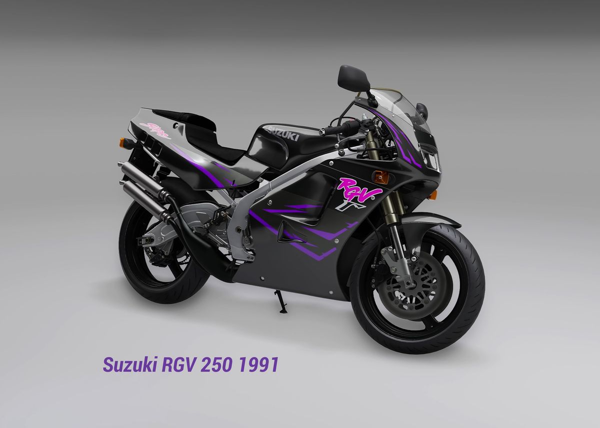'Suzuki RGV 250 1991' Poster, picture, metal print, paint by One Line ...