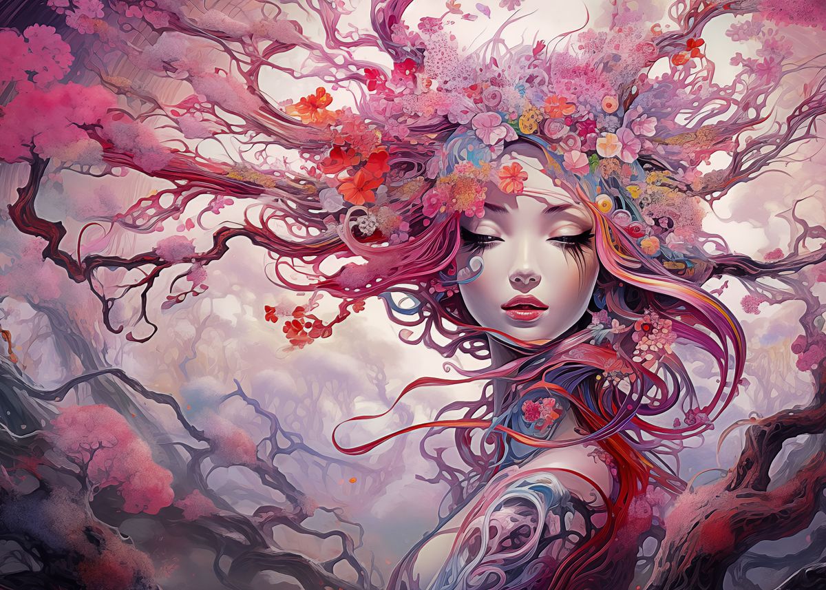 'Sakura Tree Nymph' Poster, picture, metal print, paint by Chris Cupit ...