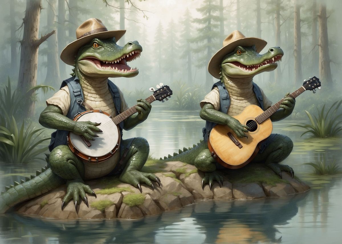 'Guitar Music Alligators ' Poster, picture, metal print, paint by Mudge ...