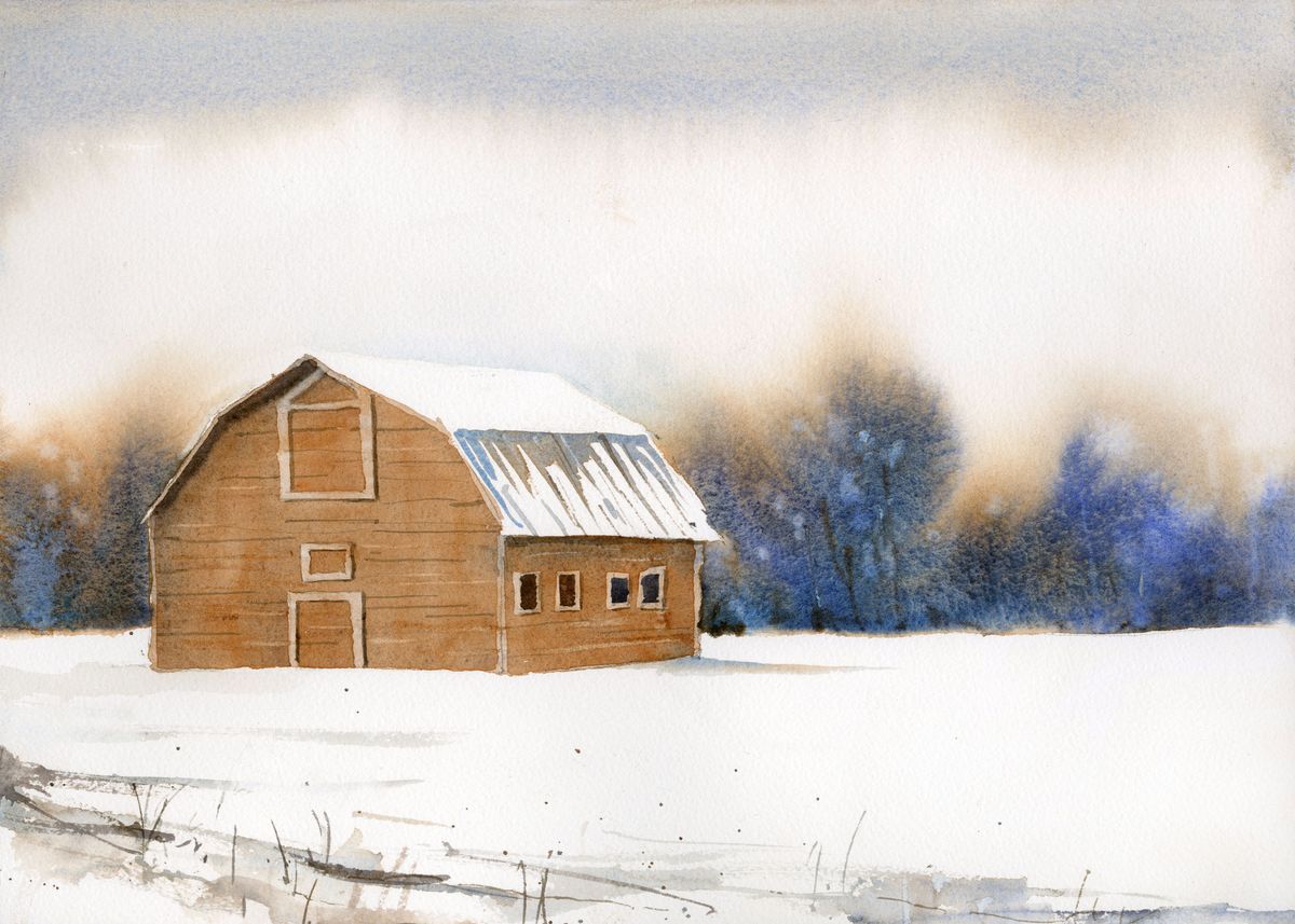 'Barn landscape painting ' Poster, picture, metal print, paint by Ryan ...
