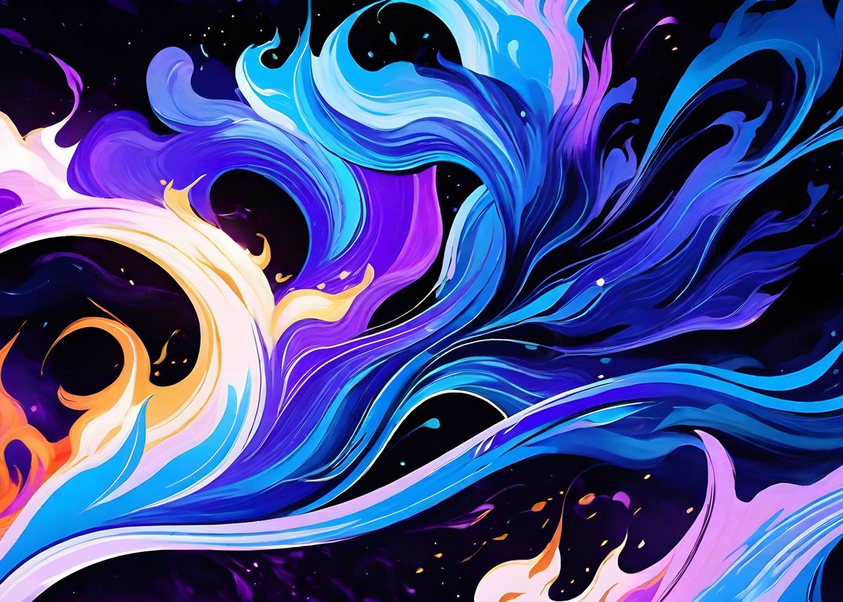 'Blue Magical Fire' Poster, picture, metal print, paint by Isaac ...