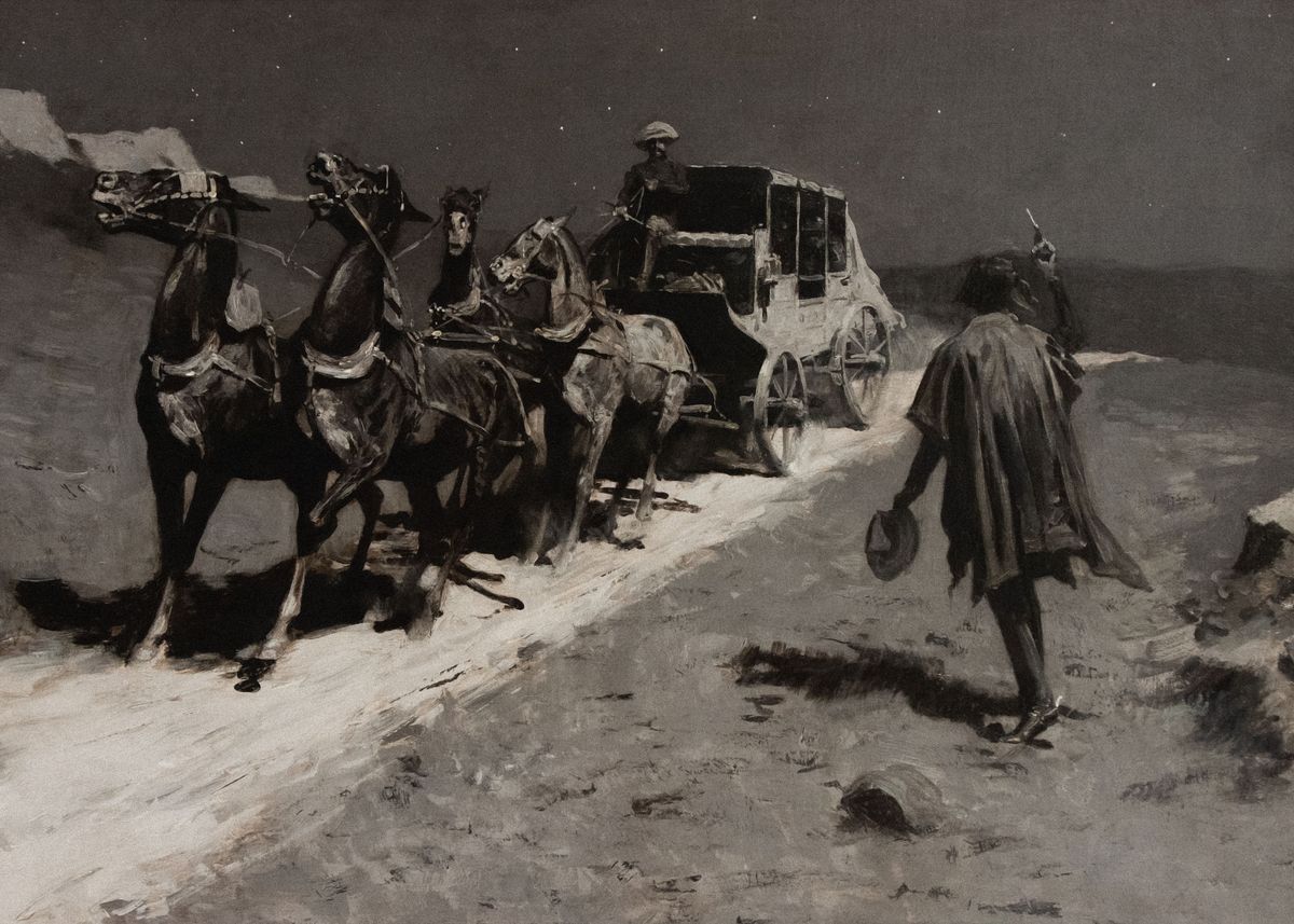 'Night Stagecoach Robbery' Poster, picture, metal print, paint by ...