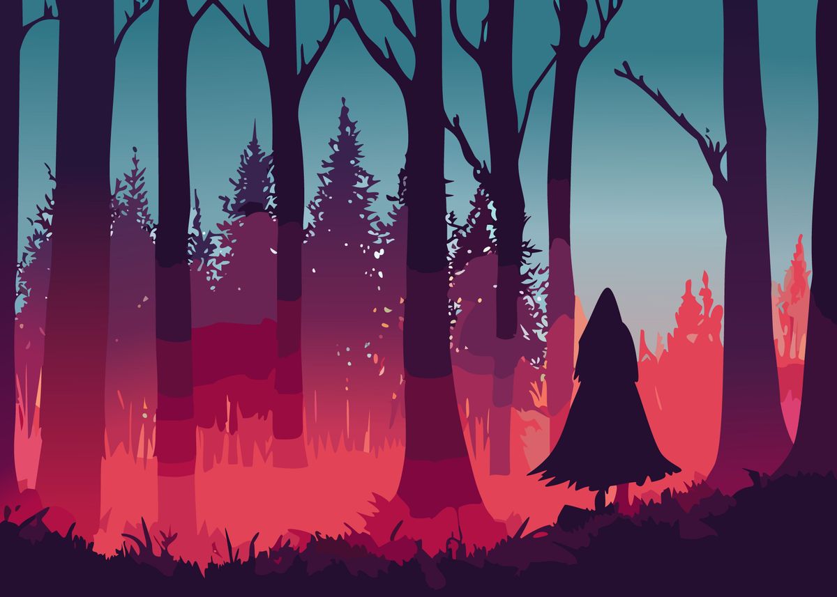 'Forest Whispers Red' Poster, picture, metal print, paint by Nehar ...