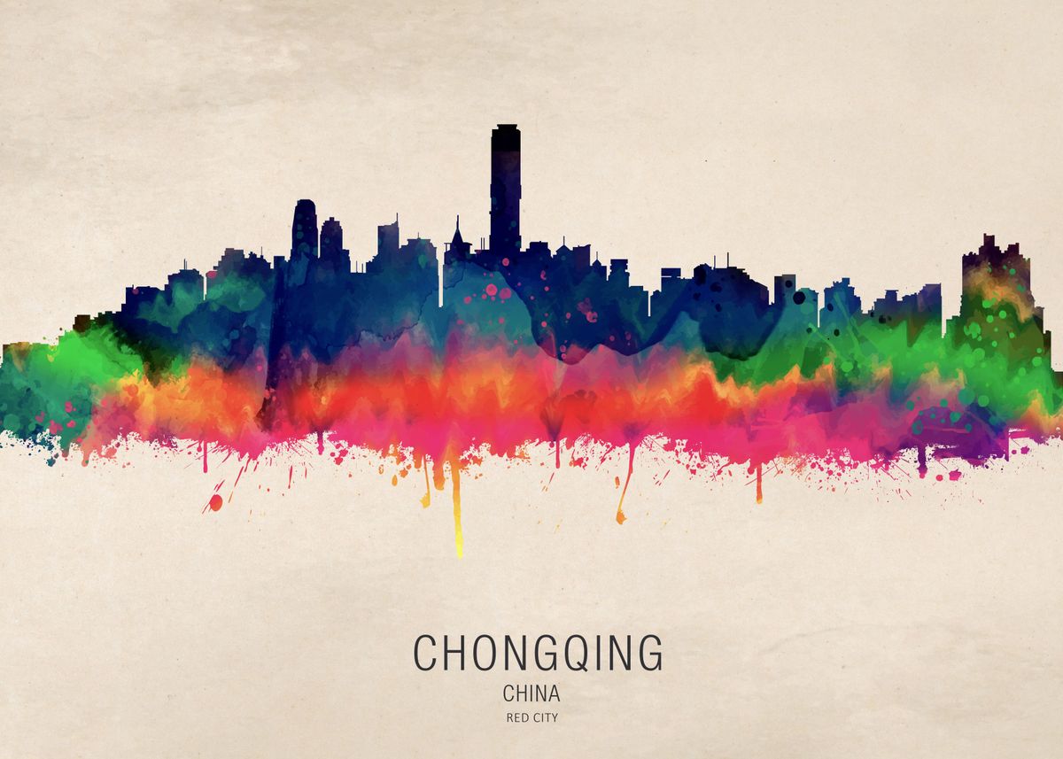 'Chongqing Red City' Poster, picture, metal print, paint by Jones Agnes ...