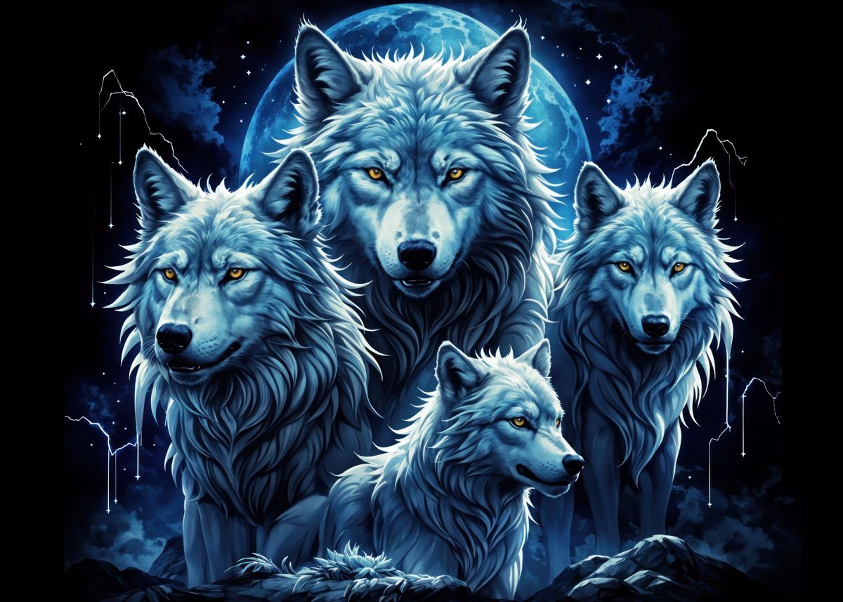 'Wolf pack' Poster, picture, metal print, paint by Below Horizon | Displate