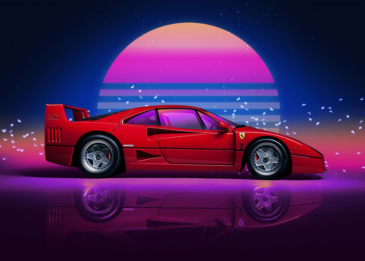 '80s Ferrari F40 ' Poster, picture, metal print, paint by Aliigal ...