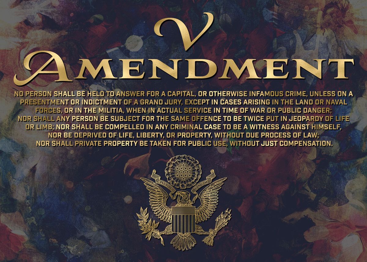 'Amendment V' Poster, picture, metal print, paint by Breanna Sullivan ...