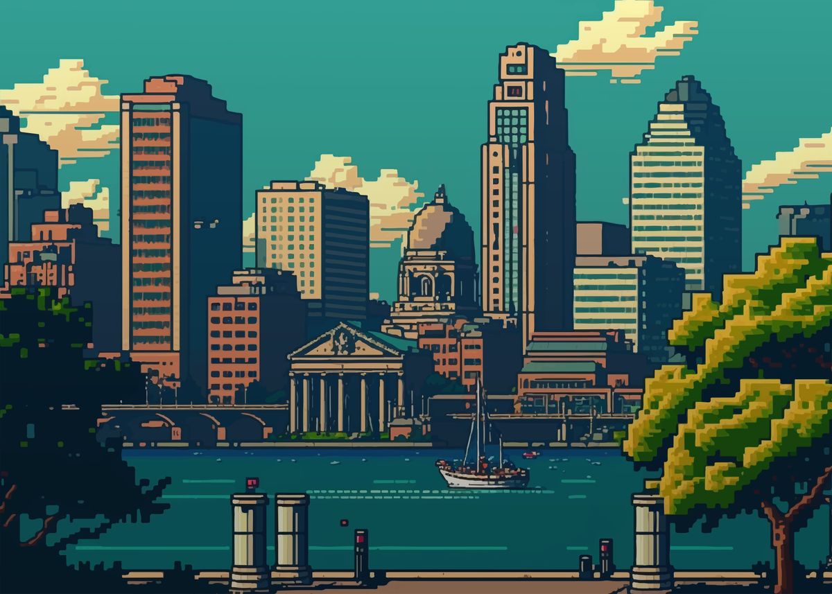 'Boston City Pixel Art' Poster, picture, metal print, paint by M Art ...