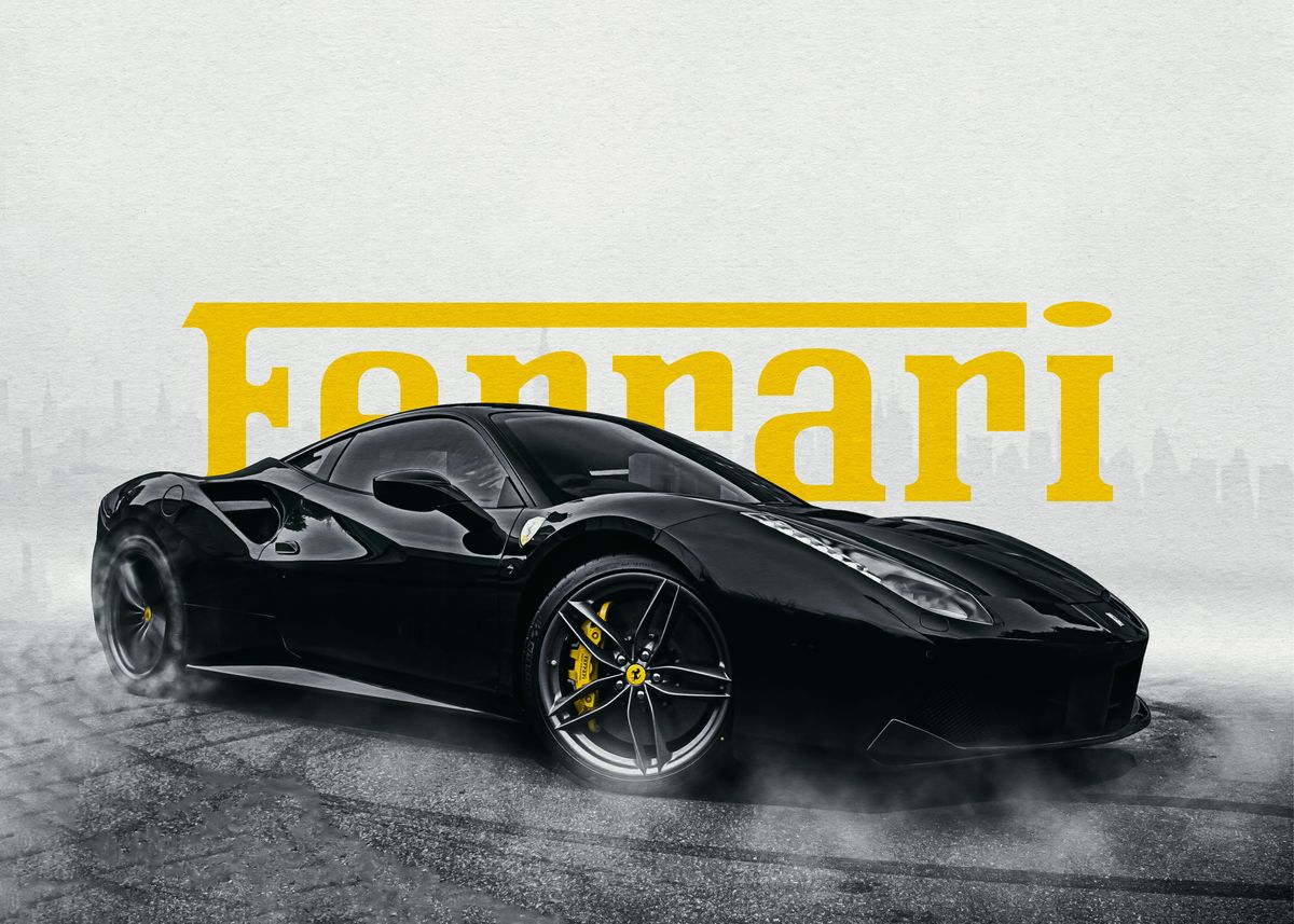 'Black Ferrari 488' Poster, picture, metal print, paint by Lee Rocks ...