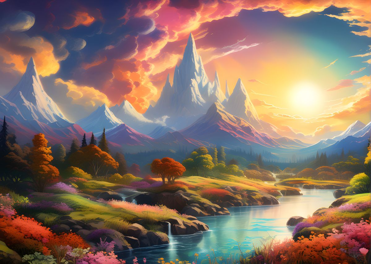 'Color Fantasy Landscape' Poster, picture, metal print, paint by ...