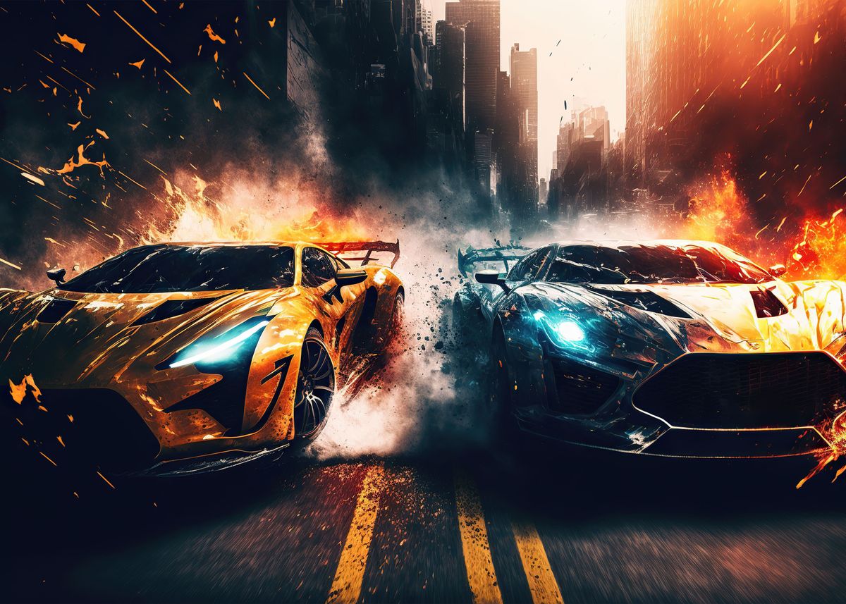 'Cars Minimalist VintageArt' Poster, picture, metal print, paint by ...